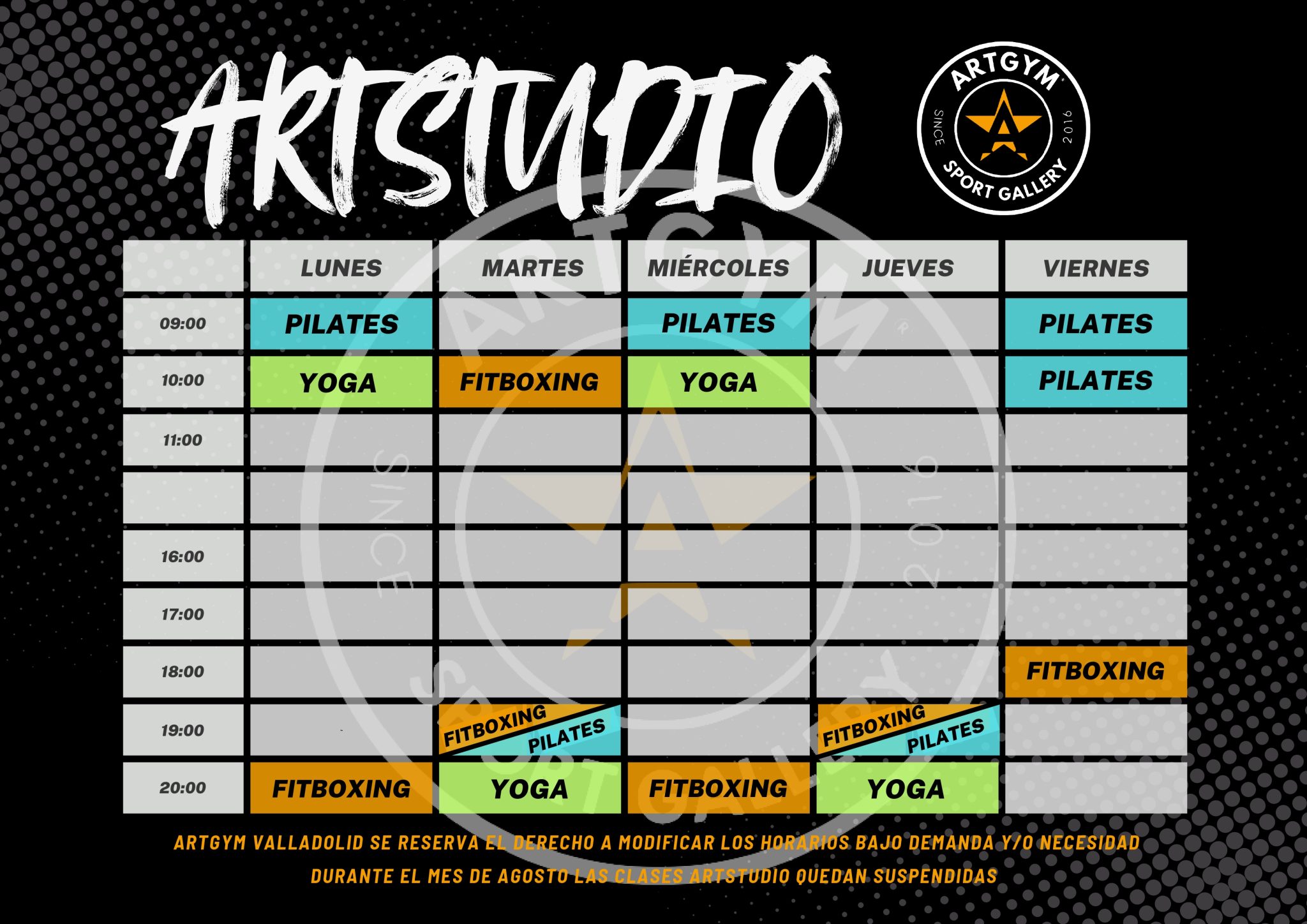 HORARIO ARTSTUDIO – ArtGym